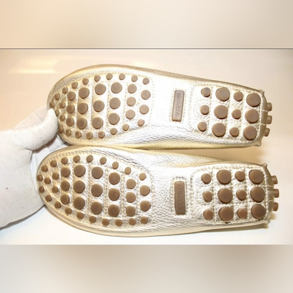 Coach | Shoes | Coach Nadia Womens Metallic Leather Moccasin Driving ...